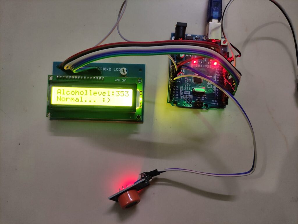 Arduino-Based Alcohol Detector with MQ3 Sensor and 16×2 LCD – The Electronic Hub